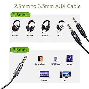 Saipomor Replacement Audio Cable HD212 Cord Compatible with Sennheiser HD202 HD497 HD437 HD447 HD212 pro, EH250 EH350 Headphones