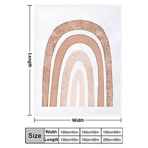 Neutral Boho Rainbow Flannel Fleece Throw Blankets 50"X40" Lightweight Fluffy Winter Fall Blanket Cozy Soft Fuzzy Plush Home Decor for Couch Bed Sofa Bedroom Living Room Travel