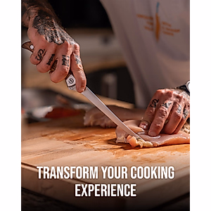 The Cooking Guild Fillet Knife - 7 Inches - Grizzly Series - High Carbon Stainless Steel Boning Knife - Rosewood Handle Knife Filet - Deboning Knife Filet for Meat & Fish