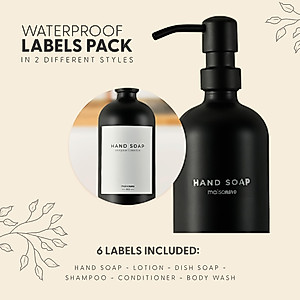 MaisoNovo Glass Soap Dispenser & Bathroom Counter Tray | Bathroom and Kitchen Set w.Dish Soap Hand Soap and Vintage Lotion Dispenser Set Waterproof Labels & Bathroom Trays for Counter & Soap Dispenser