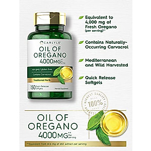 Carlyle Oregano Oil Extract | Max Potency | 150 Softgel Capsules | Non-GMO and Gluten Free Formula | Contains Carvacrol