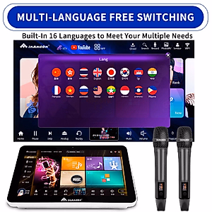 2023 New Inandon Karaoke Machine,15.6 Inch Touch Screen Phone App Control Free Cloud Download Songs All in One Karaoke System with Mic, KTV Singing Chinese Karaoke Player for Home Party,10T,White
