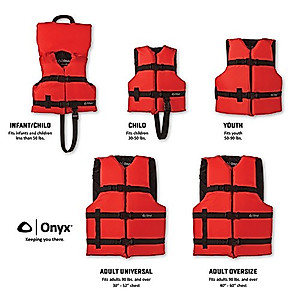 Onyx General Purpose Life Jacket, Youth, Red