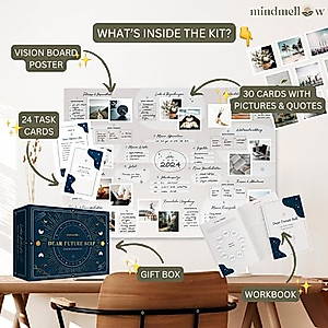 Mindmellow Vision Board Kit “Dear Future Self” - Vision Board Supplies with Wall Poster, Pictures, Workbook, Inspirational Cards - Vision Board Book
