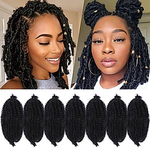 Marley Hair 10 Inch 7 Packs Pre Separated Springy Afro Twist Hair Marley Twist Braiding Hair for Faux Locs Crochet Hair Pre Fluffed Spring Twist Hair Extensions (10",1B)