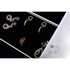 Masirs Cosmetic Storage Box Organizer - Compartments to Organize and Store your Makeup and Accessories. Drawer with Padding to Protect Jewelry. Will Sit Neatly on Vanity or Bathroom Countertop.