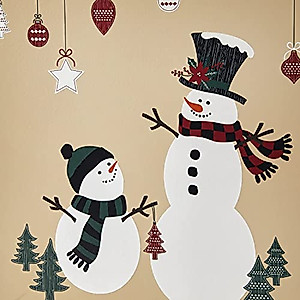 SKL Home Christmas/Winter/Gift Rustic Plaid Snowman Waste Basket, Multicolored