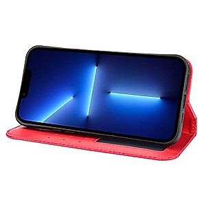 NATUMAX Wallet Folio Case for LG V60 THINQ 5G, Premium PU Leather Slim Fit Cover for V60 THINQ 5G, 2 Card Slots, Horizontal Viewing Stand, Small Lattice, Red