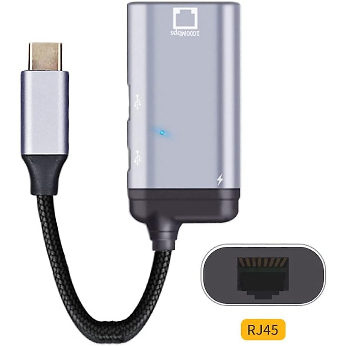 chenyang USB C HUB,USB C to RJ45/USB A/C Data/PD 65W Fast Charging 4 in 1 Multiport Adapter Support Network/Data/Charging Working at The Same time