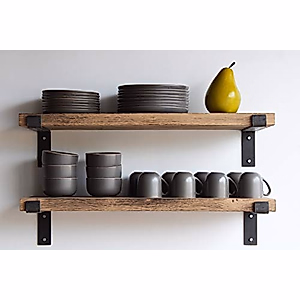 Urban Legacy Deep Shelves | Torched White Oak Modern Hardwood with Full Brackets | High Weight Capacity