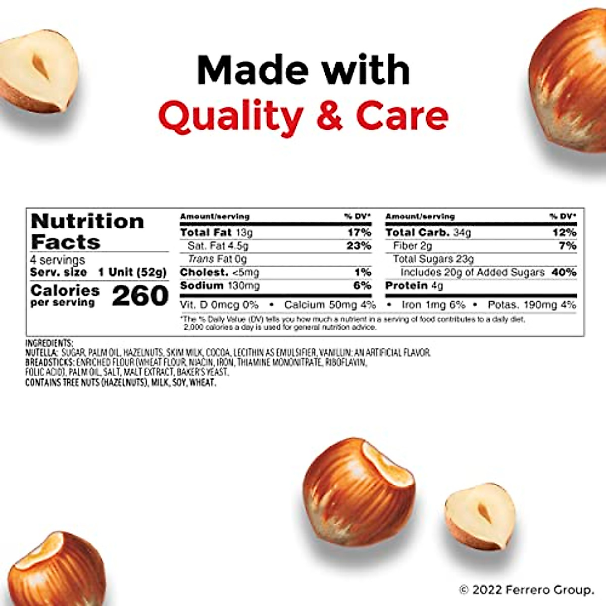 Nutella & GO! 4 Pack, Hazelnut And Cocoa Spread With Breadsticks, Snack Cups, 1.9 Oz Each