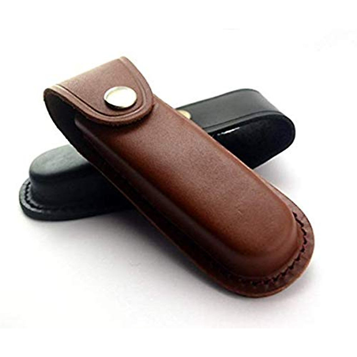 Aibote Folding Blade Knife Sheath Hunting Holster Carrying Leather Holder Sheaths Scabbard Pouch Bag for Swiss Army Knife Tactical Foldable Knives (Brown)