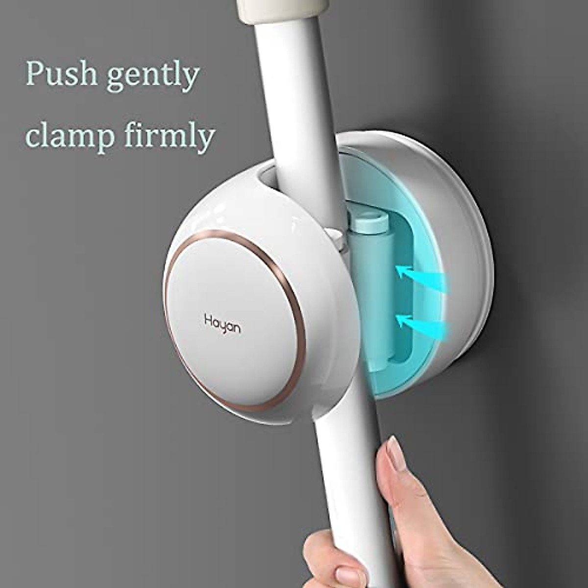 HAYAN Broom & Mop Holder, No-Drilling Wall Mount Broom Gripper Organizer, Mop Broom Hanger, Lightsaber Holder Storage (White, 1 pcs)