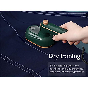 Mini Iron for Clothes, Portable Handheld Steam Iron - Handy Heat Press Small Iron - 360° Ironing Machine for Dry And Wet Ironing Support Dry And Wet Ironing for Home and Travel (Green)