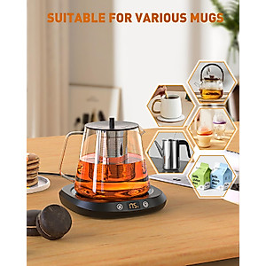 Coffee Mug Warmer, Fast Heating Cup Warmer for Desk, with 5 Temperature Levels & 1-12H Timer, Auto Shut Off Smart Beverage Warmer for Coffee, Tea, Water, Milk, Plug-in Model (Black)