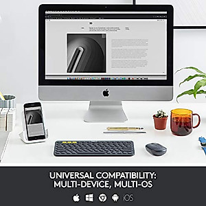 Logitech K380 Multi-Device Bluetooth Keyboard – Windows, Mac, Chrome OS, Android, iPad, iPhone, Apple TV Compatible – with Flow Cross-Computer Control and Easy-Switch up to 3 Devices – Dark Grey