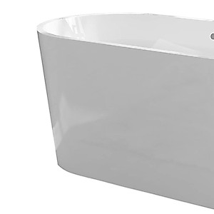 FerdY Shangri-La 55" Acrylic Freestanding Bathtub, Classic Oval Shape Soaking Bathtub with Toe-Tap Chrome Drain and Classic Slotted Overflow Included, Modern White, cUPC Certified