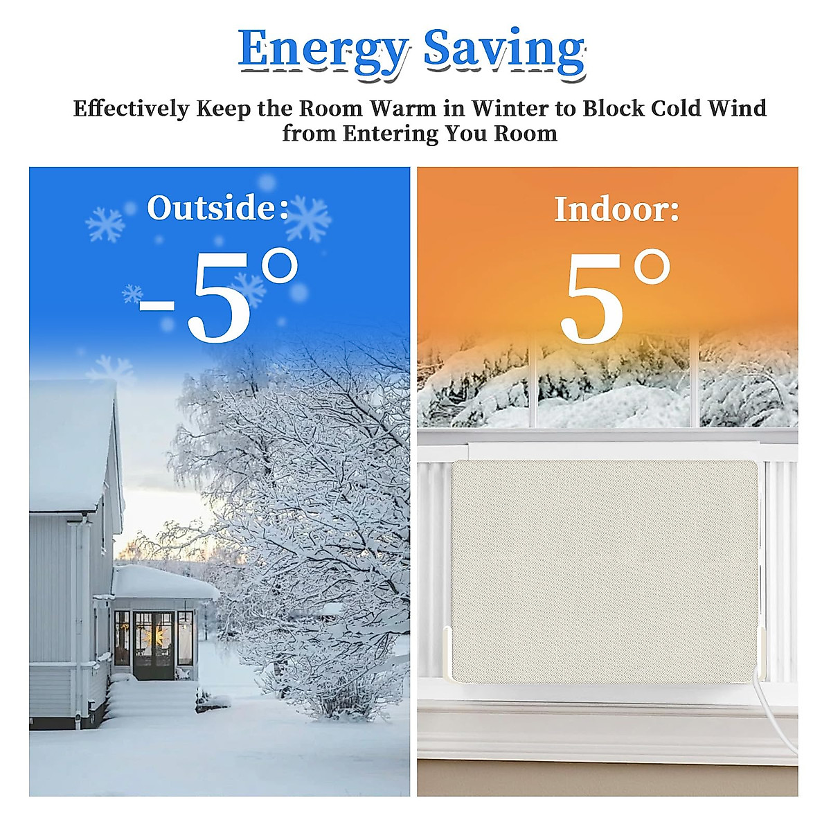 21''Wx 15''Hx 3.5'' Indoor Air Conditioner Cover for Inside Window, 3 Layers AC Cover for Inside, Indoor Window AC Unit Insulation Cover for Winter