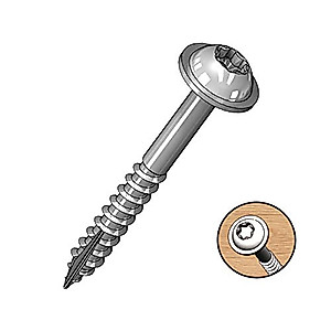 Milescraft 7352 Wood Pocket Hole Screws - #7 x 1-1/4" Washer Head with Coarse Thread (500pc.), Torx Drive Self-Tapping, for Indoor Use