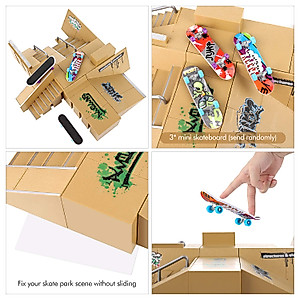 TIME4DEALS Fingerboard Skate Park Set 18 Pcs - Finger Skateboard Deck Ramp Set 8 Pieces Bigger & Mini Finger Toys Kit Handboards Scooter Skates Bike Caster Board Skateboards for Kids Gifts