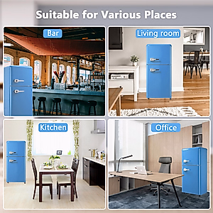 JANREAY Mini Refrigerator with Freezer 3.5 Cu.Ft, Small Refrigerator with 7 Settings Temperature, Adjustable Shelves, 2 Doors, Low Noise, Mini Fridge for Apartment, Bedroom, Office, Dorm Blue