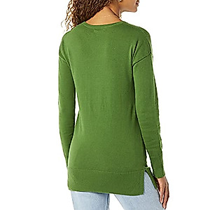 Amazon Essentials Women's Lightweight Long-Sleeve V-Neck Tunic Sweater (Available in Plus Size), Green, Small