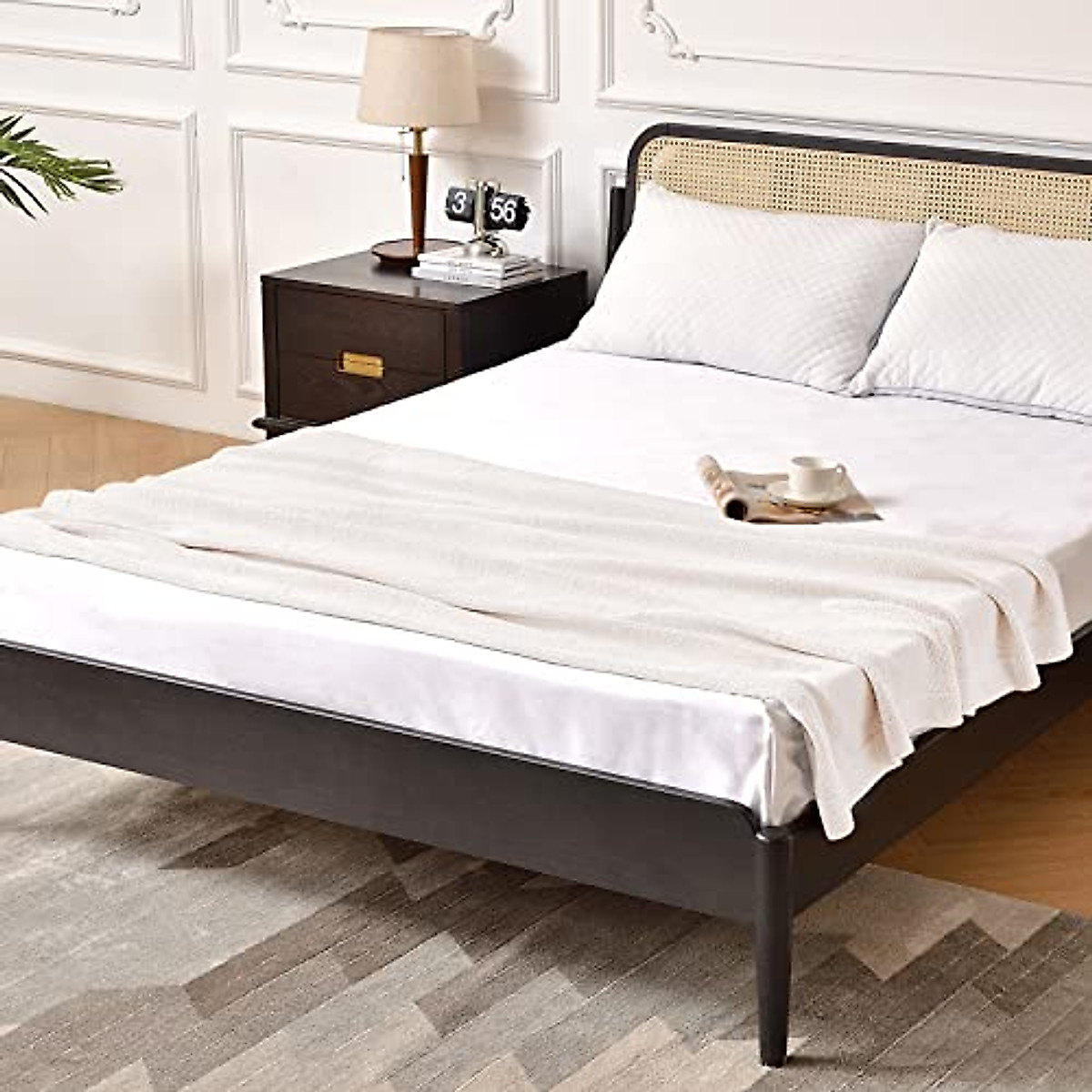 PLEASANT BOULEVARD | Cozy Knitted Throw Knit Blanket, Lightweight Woven Soft Warm Bedspread for Couch Sofa Home Decor and Bed (Beige, Throw(50 x 65in))