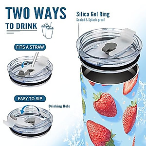 QWEUIOP 20oz Insulated Travel Coffee Mug Fruits Strawberry Pattern Stainless Steel Tumbler with Lid Double Wall Vacuum Coffee Cup For Hot and Cold Drinks14578