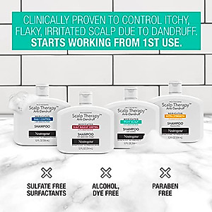 Neutrogena Scalp Therapy Anti-Dandruff Shampoo for Itchy Scalp, 2.5% salicylic acid with Peppermint Fragrance, 12 fl oz