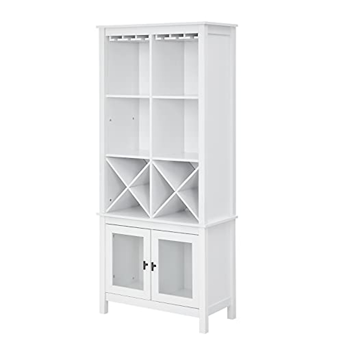 Home Source Jill Zarin White Bar Cabinet Bookshelf with Glass Doors