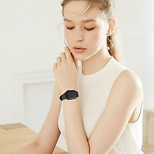 MNBVCXZ Compatible with Apple Watch Band 38mm 40mm 41mm 42mm 44mm 45mm 46mm 49mm Women Men Genuine Leather Replacement Strap for iWatch Series 10 9 8 7 6 5 4 3 2 1 SE Ultra (Black/Black)