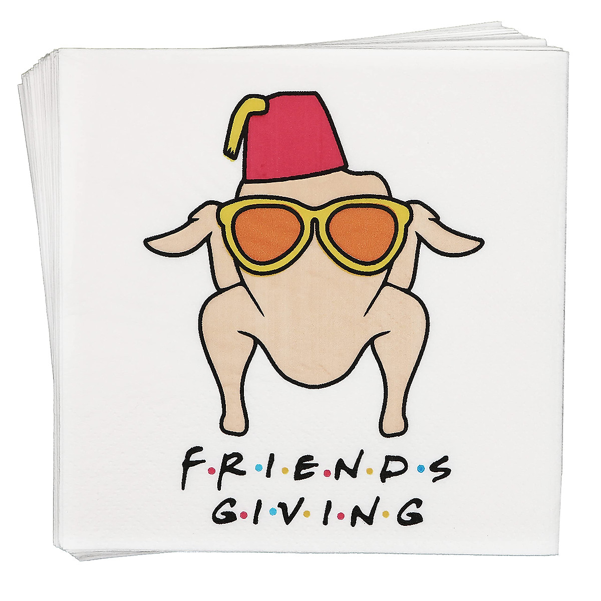 Friendsgiving Napkins, Thanksgiving Napkins, Happy Friendsgiving Party Decorations, Fall Thanksgiving Decorations, 5 x 5 Inch, 50-Pack