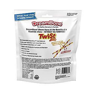 DreamBone Twist Sticks With Real Bacon And Cheese Flavor 50 Count, Rawhide-Free Chews For Dogs