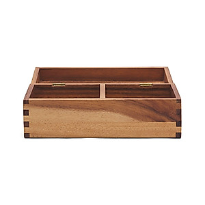 Ironwood Gourmet Acacia Wood Recipe Box, Double Compartment, For 3" x 5" Cards