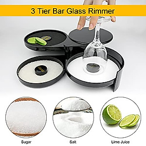Hotorda 3-Tier Bar Glass Rimmer Bartender Tool with Sponge, 3-Tray Black Plastic Glass Rimming for Cocktails Margaritas Bloody Marys and Gimlets