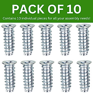 Spare Hardware Parts Self Unit, Table, Drawer, Bed Frame, Nightstand Screw (Replacement for IKEA Part #100372) (Pack of 10)