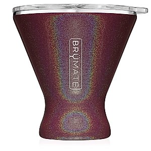 BrüMate MargTini 10oz Martini Margarita Tumbler - Made With Vacuum-Insulated Stainless Steel (Glitter Merlot)