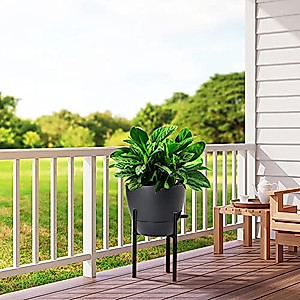 UOUZ 12 inch Large Self Watering Pots, Plastic Planters with 60oZ Removable Deep Reservoir and Multi Mesh Drainage Holes for Indoor Outdoor Garden Plants and Flowers, Black