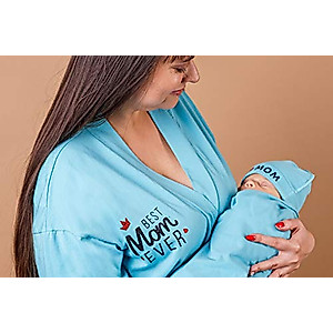 Life of Joy Matching Mommy Labor Delivery Robe, Swaddle, Hat Complete Set (as1, alpha, s, m, regular, regular, Mint)