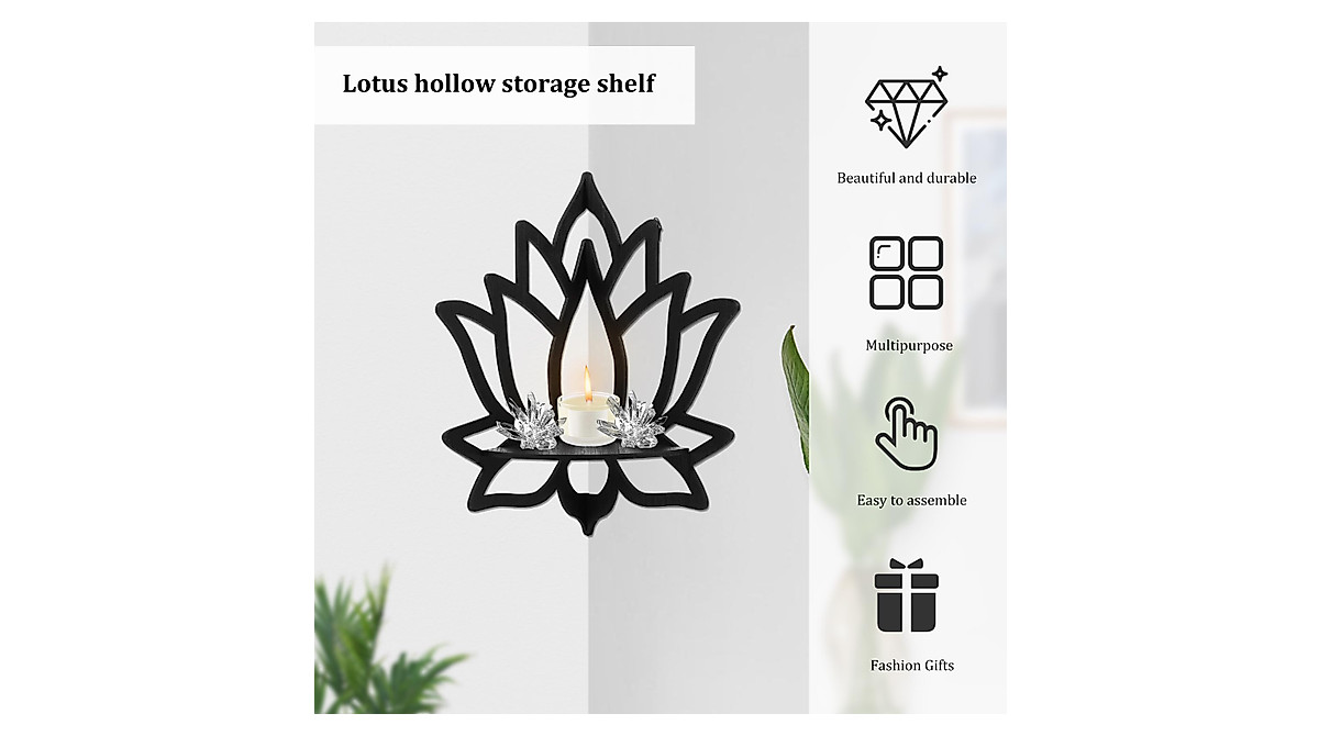 LYIYEYAN Water Lily Flower Corner Shelves Wooden Lotus Crystal Shelf ...