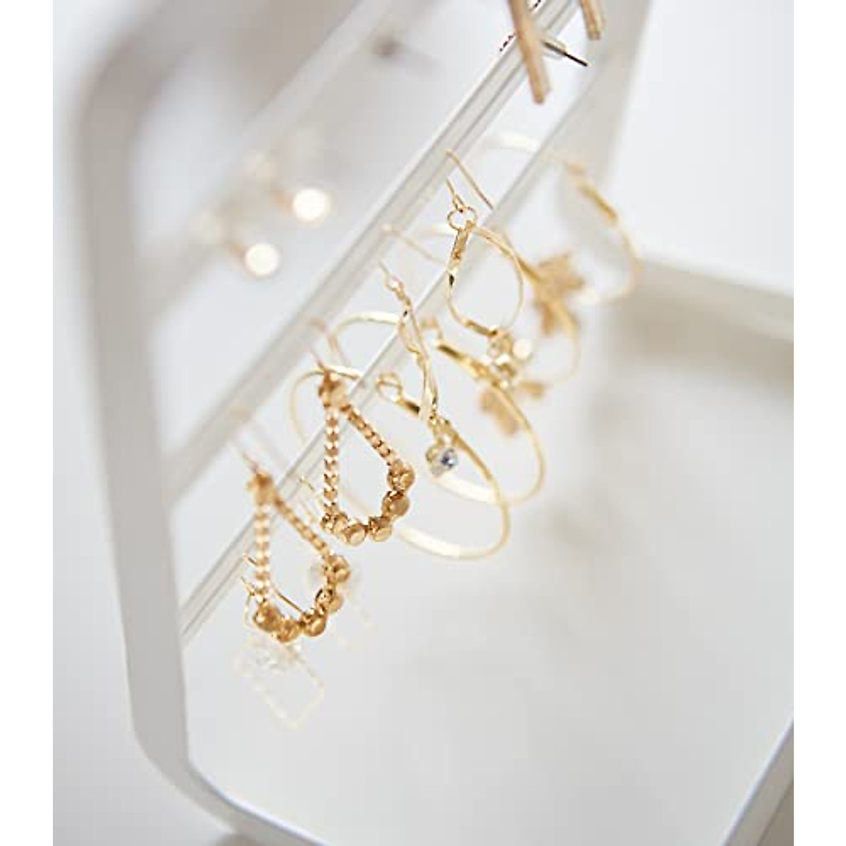 YAMAZAKI Home Earring Display Stand-Holder Steel | Jewelry Organizer, One Size, White