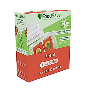 FoodSaver Vacuum Sealer Bags, Rolls for Custom Fit Airtight Food Storage and Sous Vide, 8" x 20' & FoodSaver 1-Pint Precut Vacuum Seal Bags, 28 Count, Clear