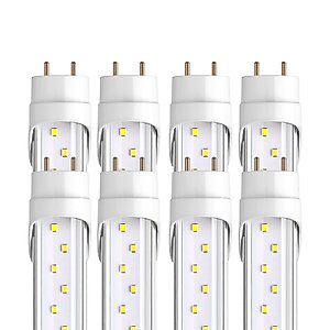 Barrina 8 Packs T8 LED Bulbs 4 Foot G13 24W 6000K Cool Daylight, T8 T10 T12 4FT Fluorescent Light Bulbs, Dual-End Powered, Replacement for Fluorescent Tubes, Remove Ballast, Clear Cover, ETL Listed