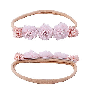 NUWAJP Baby Girls Headbands Flower Headband 6 Pcs Nylon Elastic Headbands Newborn Hair Bows Hair Accessories Gifts for Infant Toddlers Kids