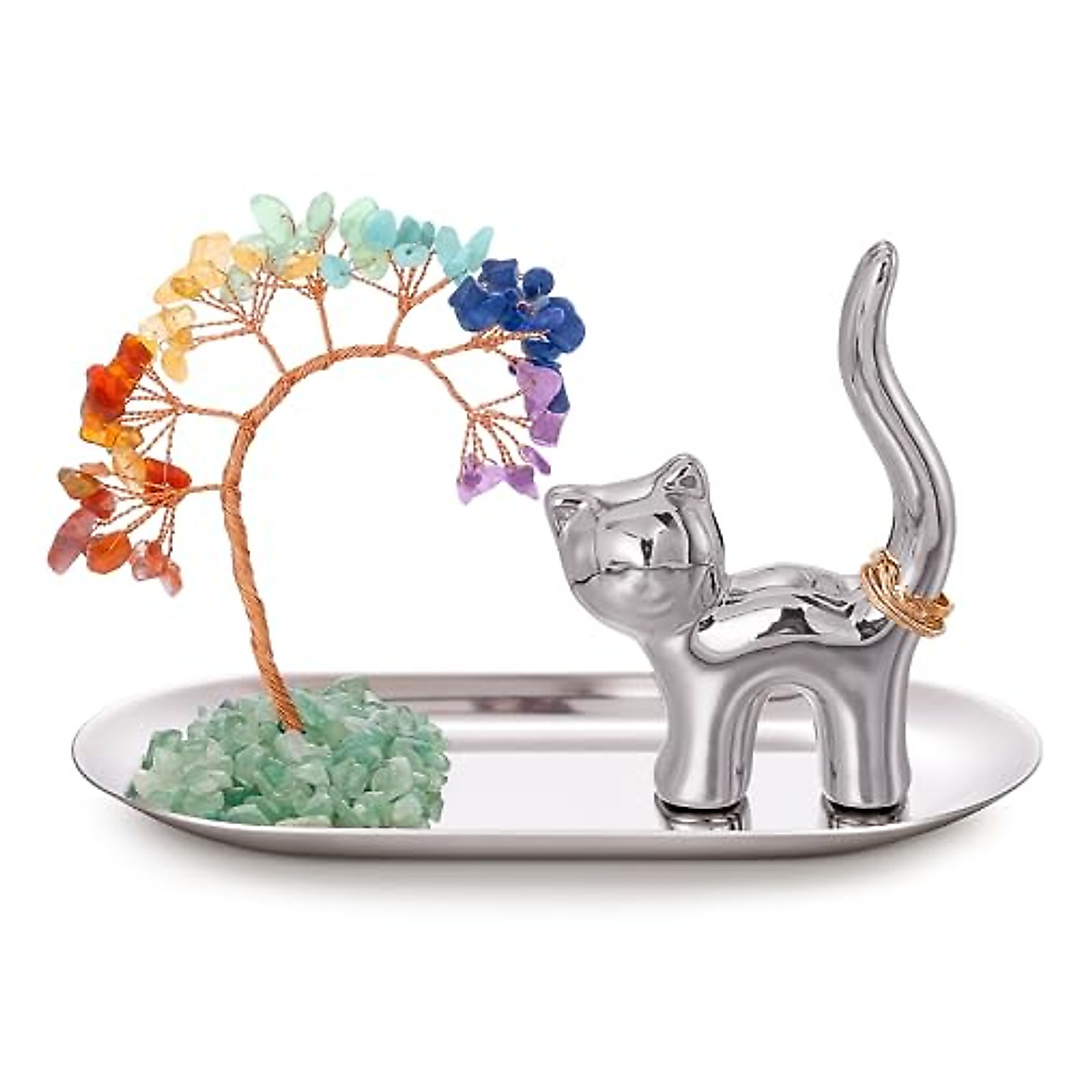 INNOLITES Cat Lover Gifts for Women - Cat Ring Holder Ring Dish - Jewelry Dish Trinket Tray - Cat Themed Gifts for Cat Mom, Woman Birthday Christmas Valentines Mothers Day Gift for Her, Friend, Wife