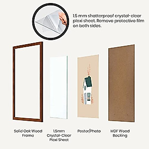 (12x16 in | 31x41 cm) Dark Oak Solid Oak Wood Picture Frame Poster Frame Wall Photo Frame