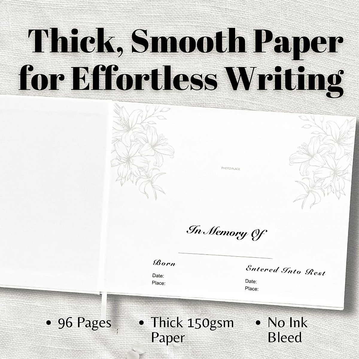 EBEGEE Funeral Guest Book, Timeless Keepsake Celebration of Life Guest Book, Durable and Smooth Writing Guest Book for Memorial Service, Thoughtful Design Funeral Guest Book for Memorial Service