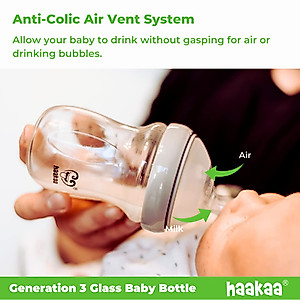 Haakaa Generation 3 Glass Baby Bottle 6 oz/160 ml, 1 PK (Grey)