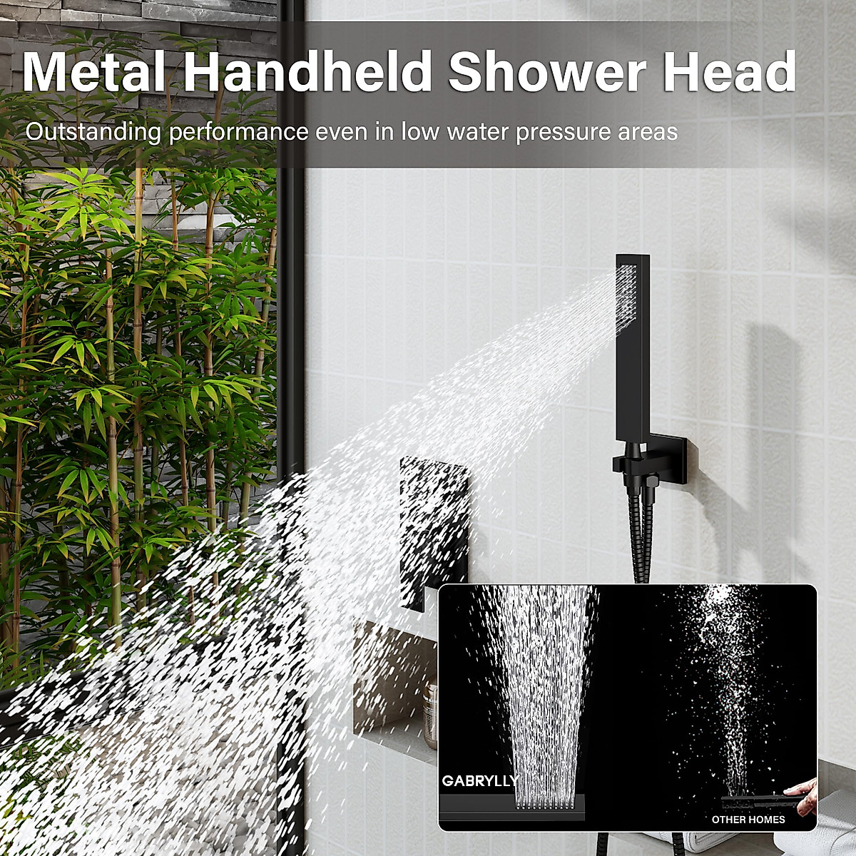 Gabrylly Shower System, Black Shower Faucet Set with 10" Rain Shower head and Handle Set, All Metal Shower Heads with Handheld Spray Combo, Wall Mounted Shower Fixtures with Shower Valve, Matte Black