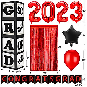 Graduation Party Decorations 2023, Black Red Graduation Decorations Class of 2023 with Boxes, Balloons, Banner, Large Congrats Grad Party Supplies, Grad Decorations for Senior High School College(Red)